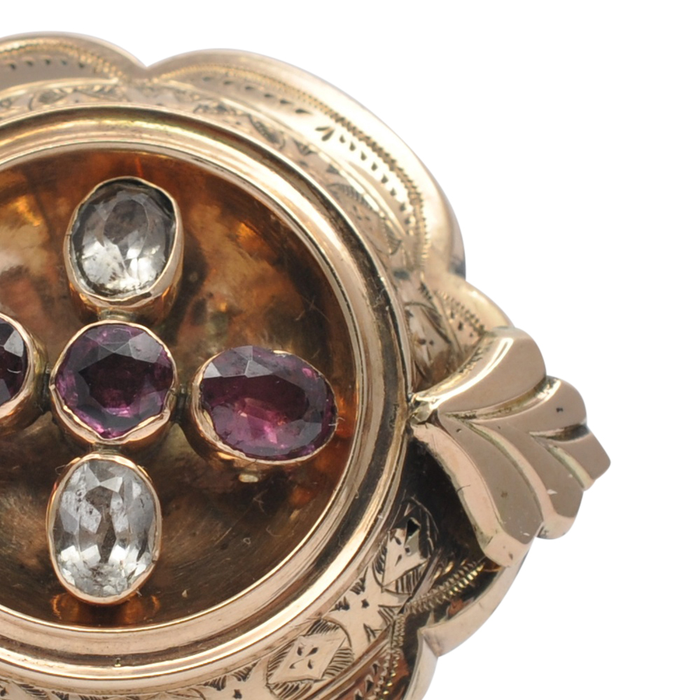 Victorian Garnet and Quartz Gold Brooch - Plaza Jewellery