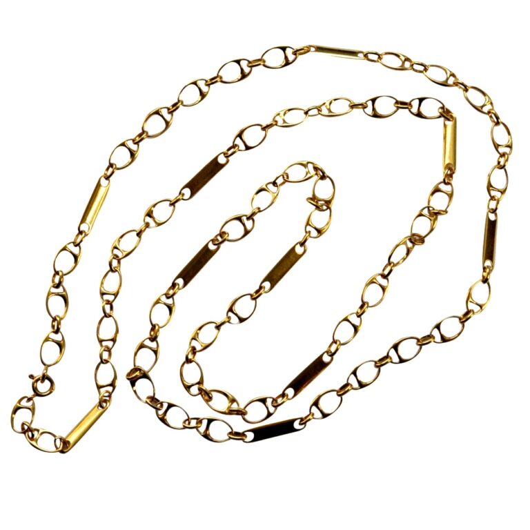 Vintage Long 18ct Gold Chain Link Necklace - Plaza Jewellery