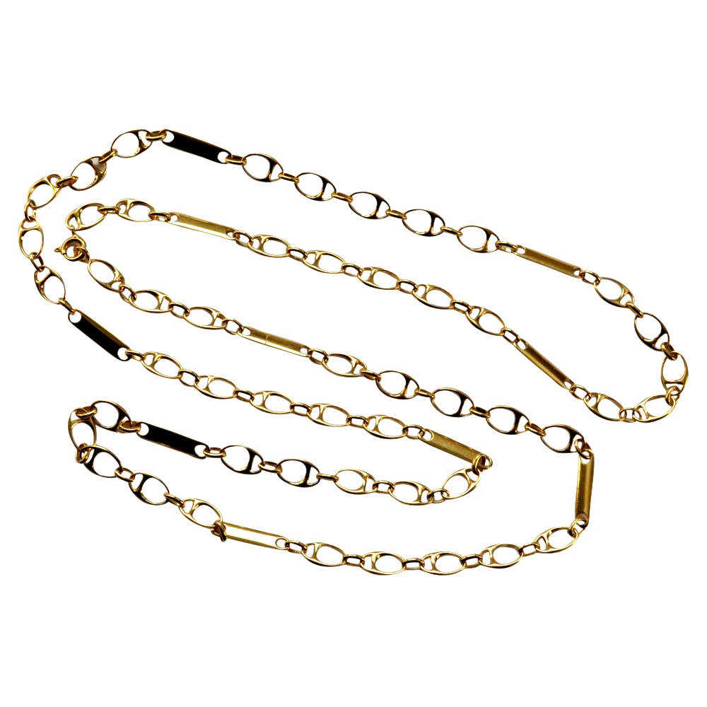 Vintage Long 18ct Gold Chain Link Necklace - Plaza Jewellery